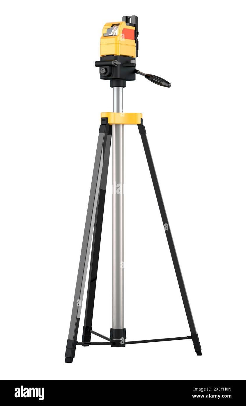Automatic Optical Level with Tripod. 3D rendering isolated on white ...