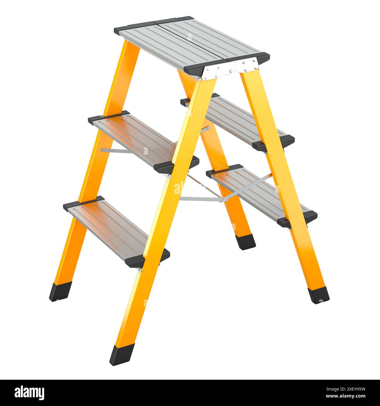 Yellow aluminum step ladder, lightweight folding ladder, portable slim ...