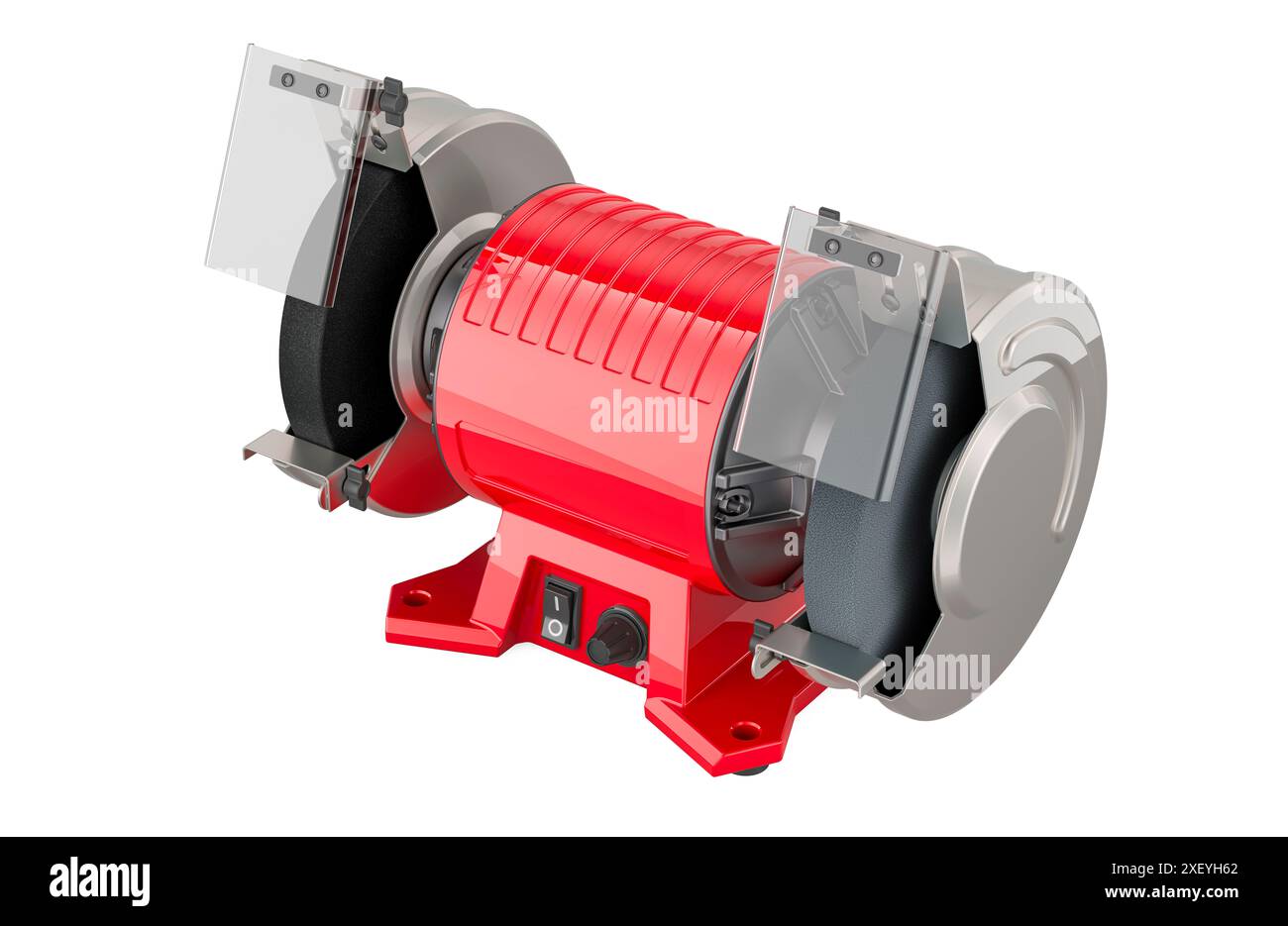 Red double ended grinding machine, 3D rendering isolated on white ...
