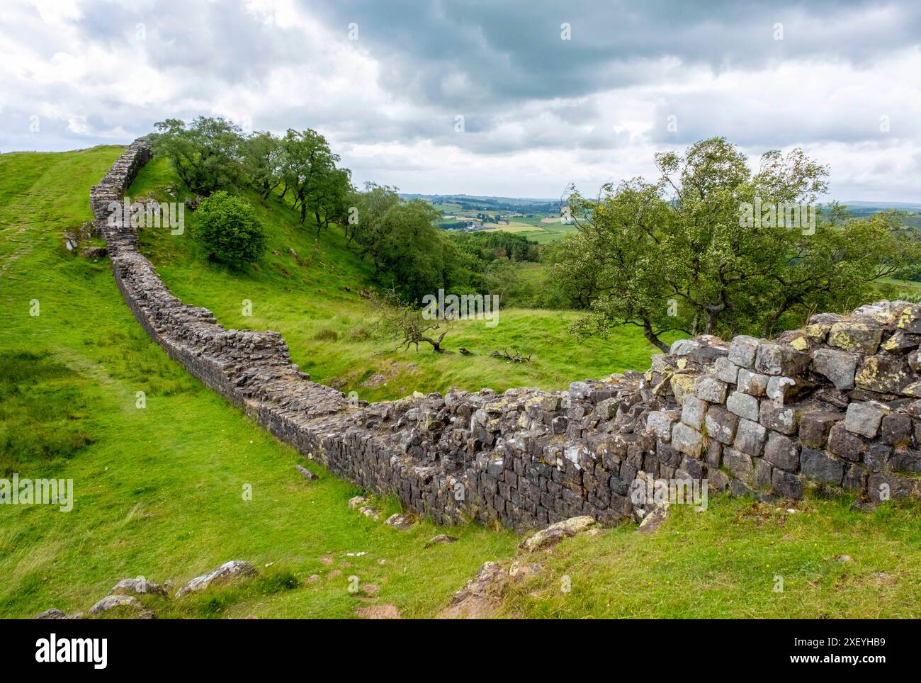 Section of Hadrian's Wall at Walltown Crags, Northumberland, England ...