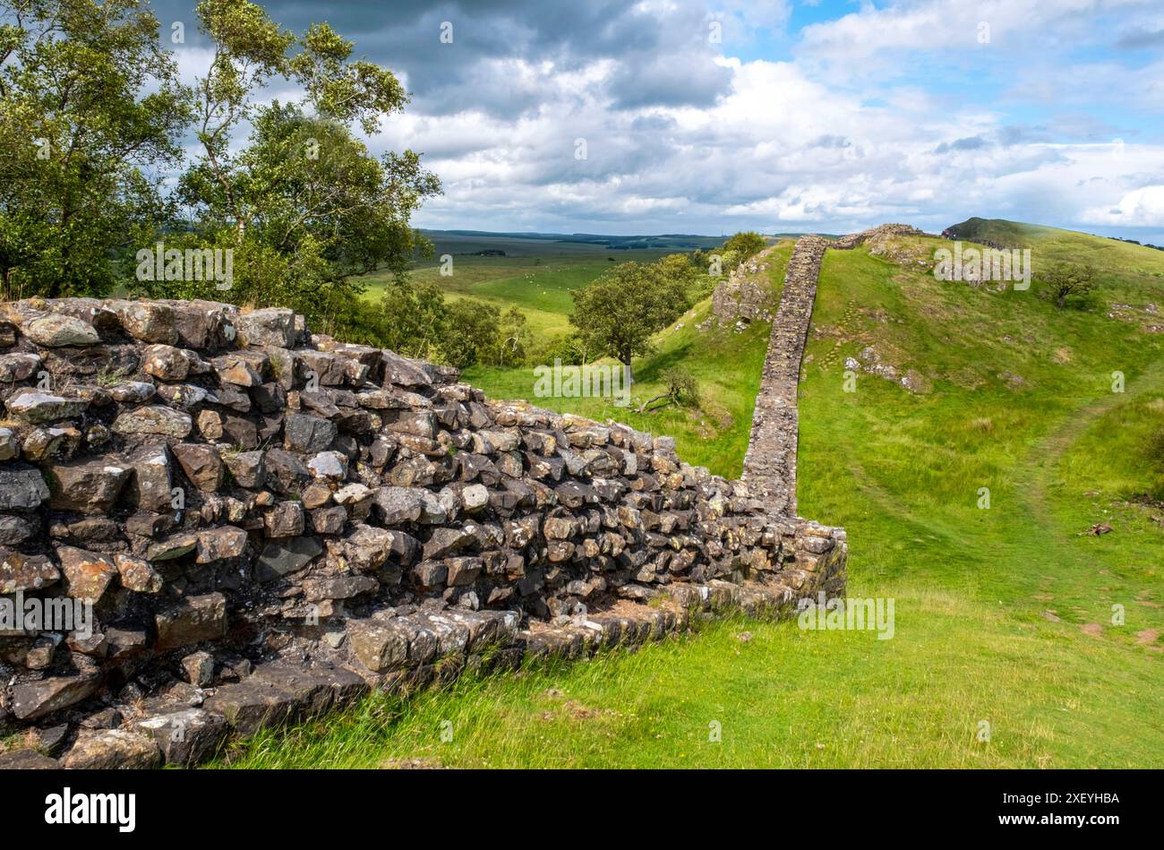 Section of Hadrian's Wall at Walltown Crags, Northumberland, England ...