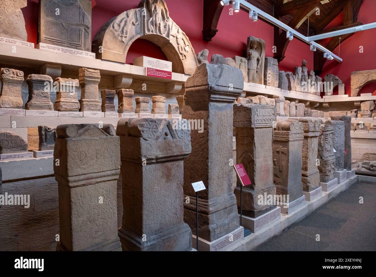 Artefacts inside museum at the Chesters (Cilurnum) Roman Fort ...