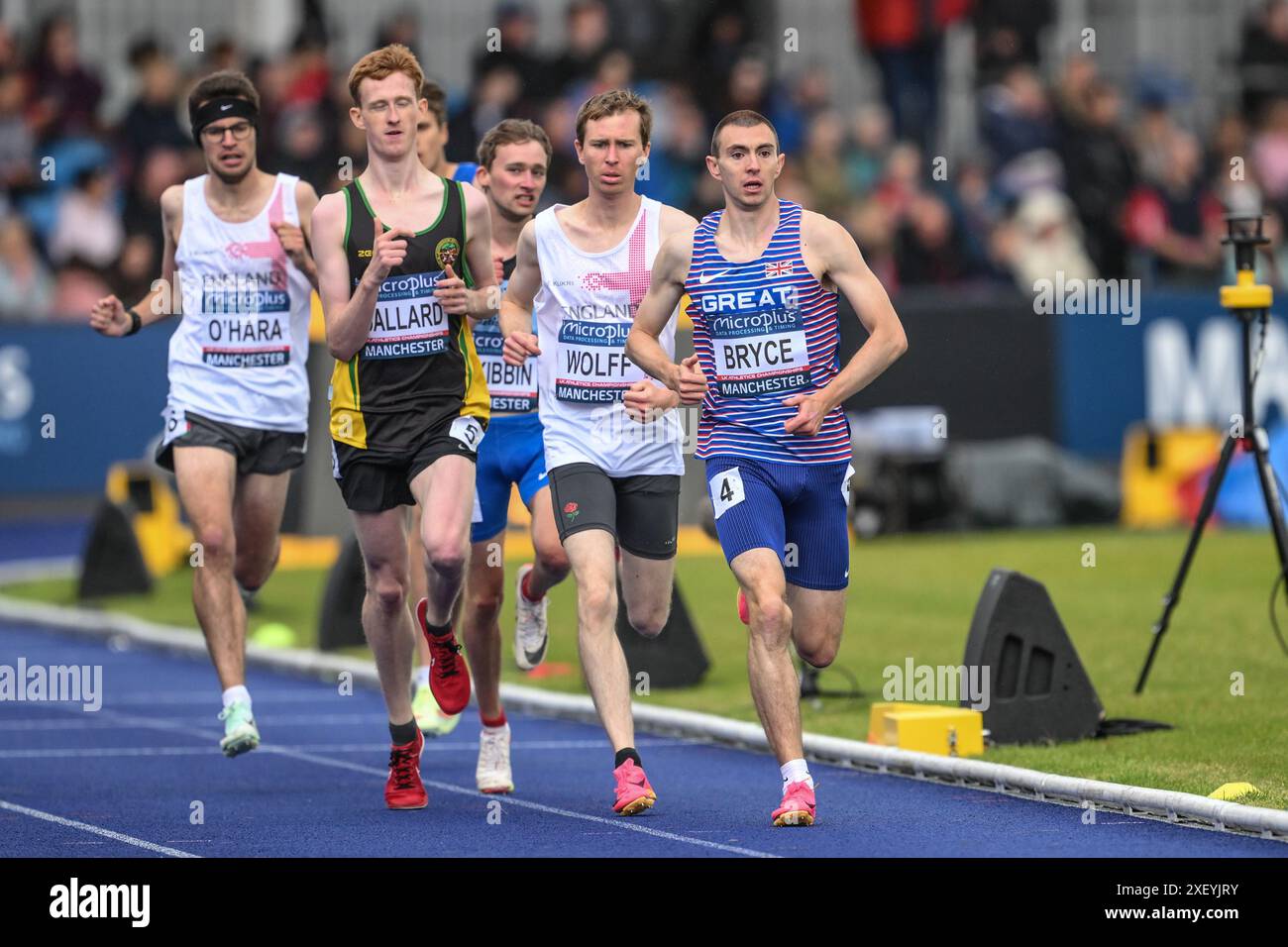 Steven Bryce leads the ambulant 1500m during the Microplus UK Athletics ...