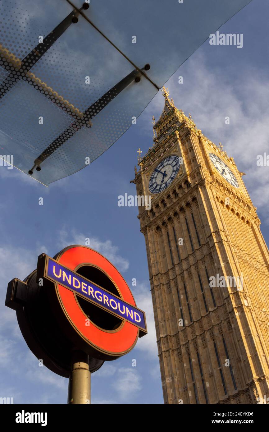 London Tourism, Big Ben and London Underground sign for Westminster ...