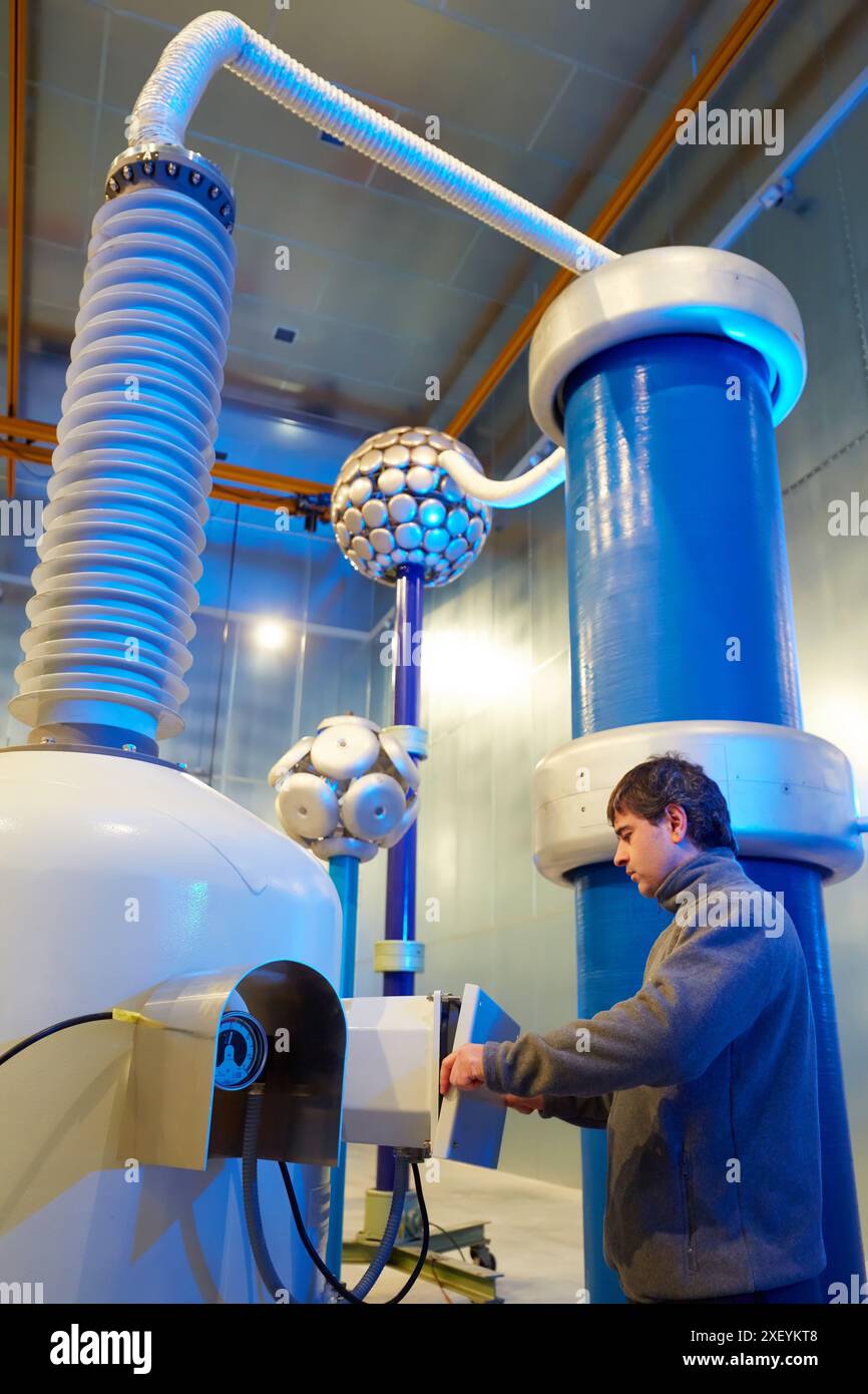 Faraday cage. HIGH VOLTAGE LABORATORY. Test bench to conduct dielectric ...