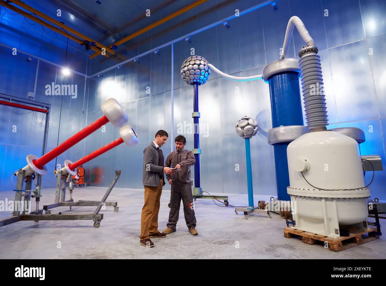 Faraday cage. HIGH VOLTAGE LABORATORY. Test bench to conduct dielectric ...