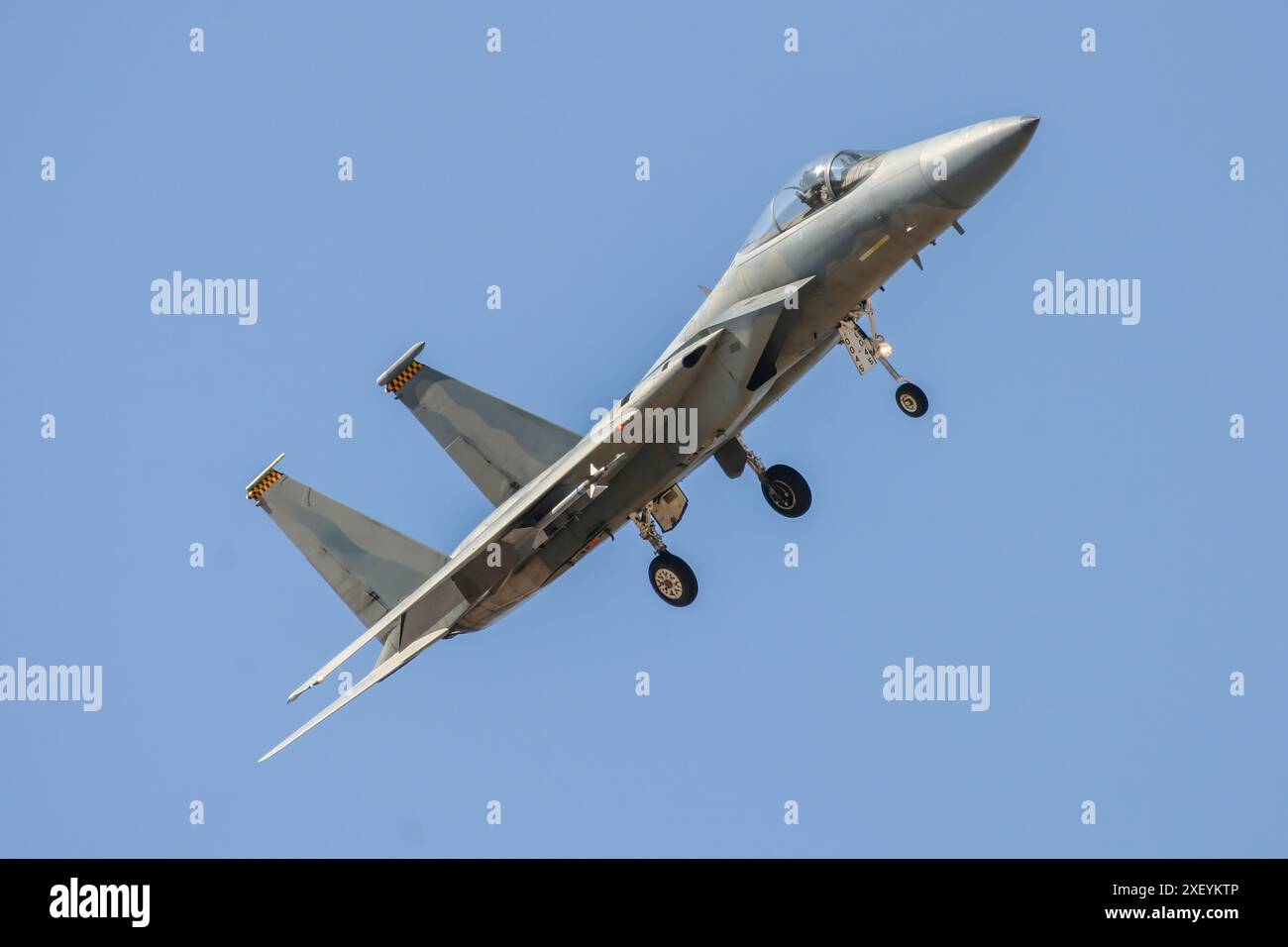 F15 Fighter Jet in Flight. Action photograph of Fast Jet military ...