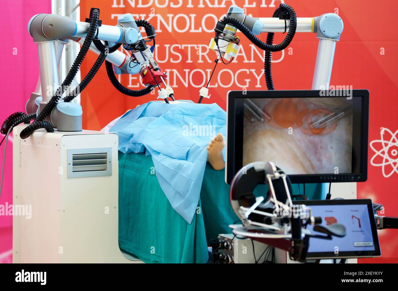Development of a surgical robot with 3D vision and tactile sensations..This project has relied ...
