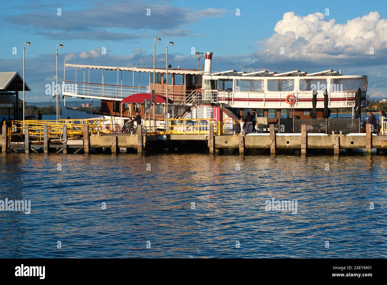 The Paddle Steamer Decoy docked at the Mends Street Jetty on the Swan ...