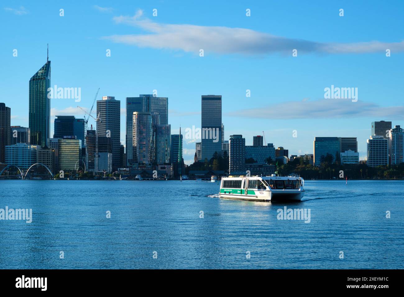 The Transperth ferry, named Tricia, crossing the Swan River from ...