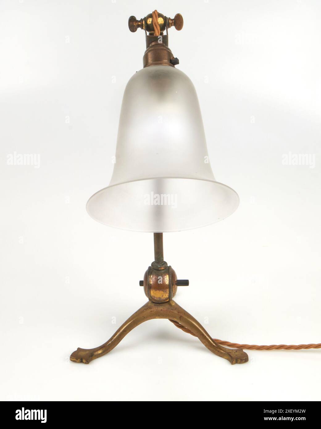 Antique 1900s W.A.S. Benson Arts and Crafts brass table lamp with ...