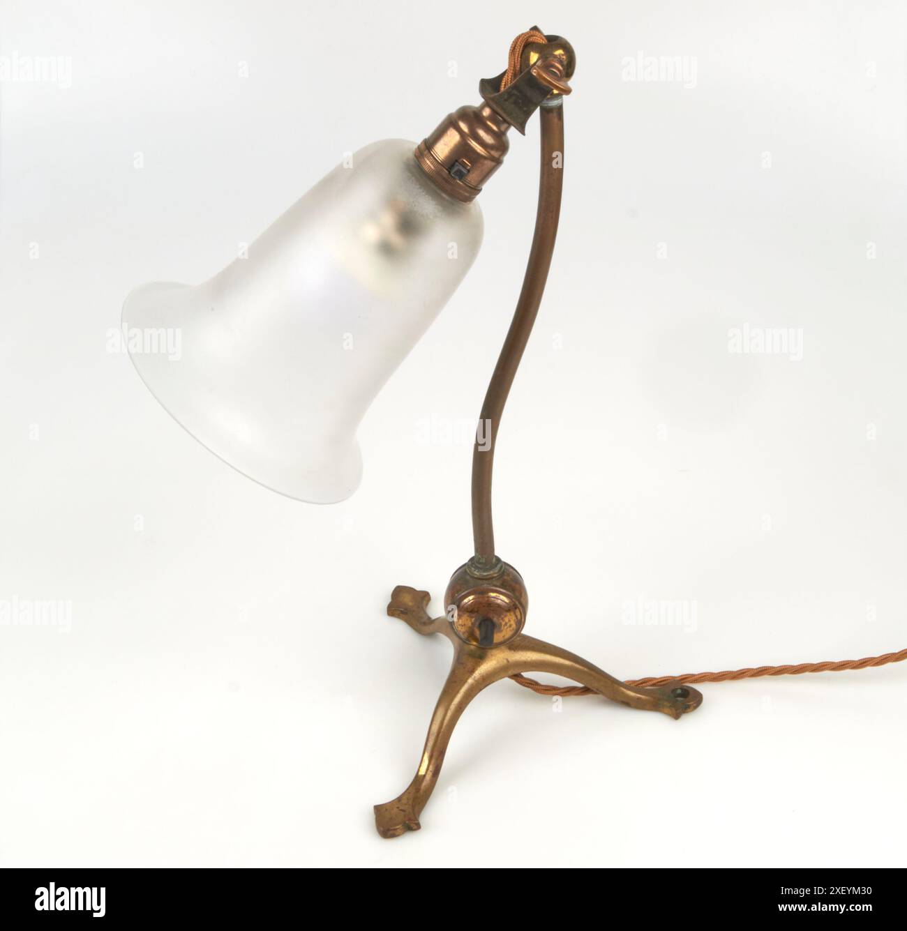 Antique 1900s W.A.S. Benson Arts and Crafts brass table lamp with ...