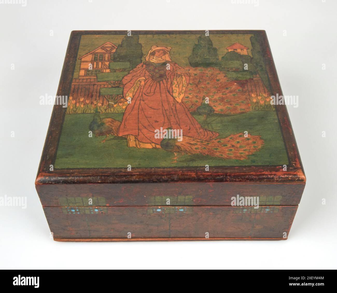 Antique 1900s arts and crafts pen and ink wooden box hi-res stock ...