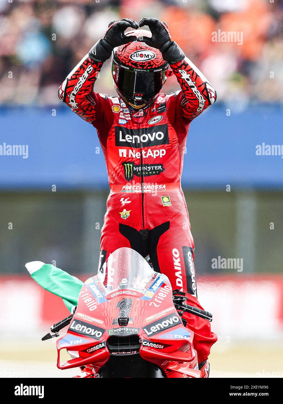 ASSEN - Francesco Bagnaia (ITA) wins the MotoGP race at the 2024 Assen TT. ANP VINCENT JANNINK ...