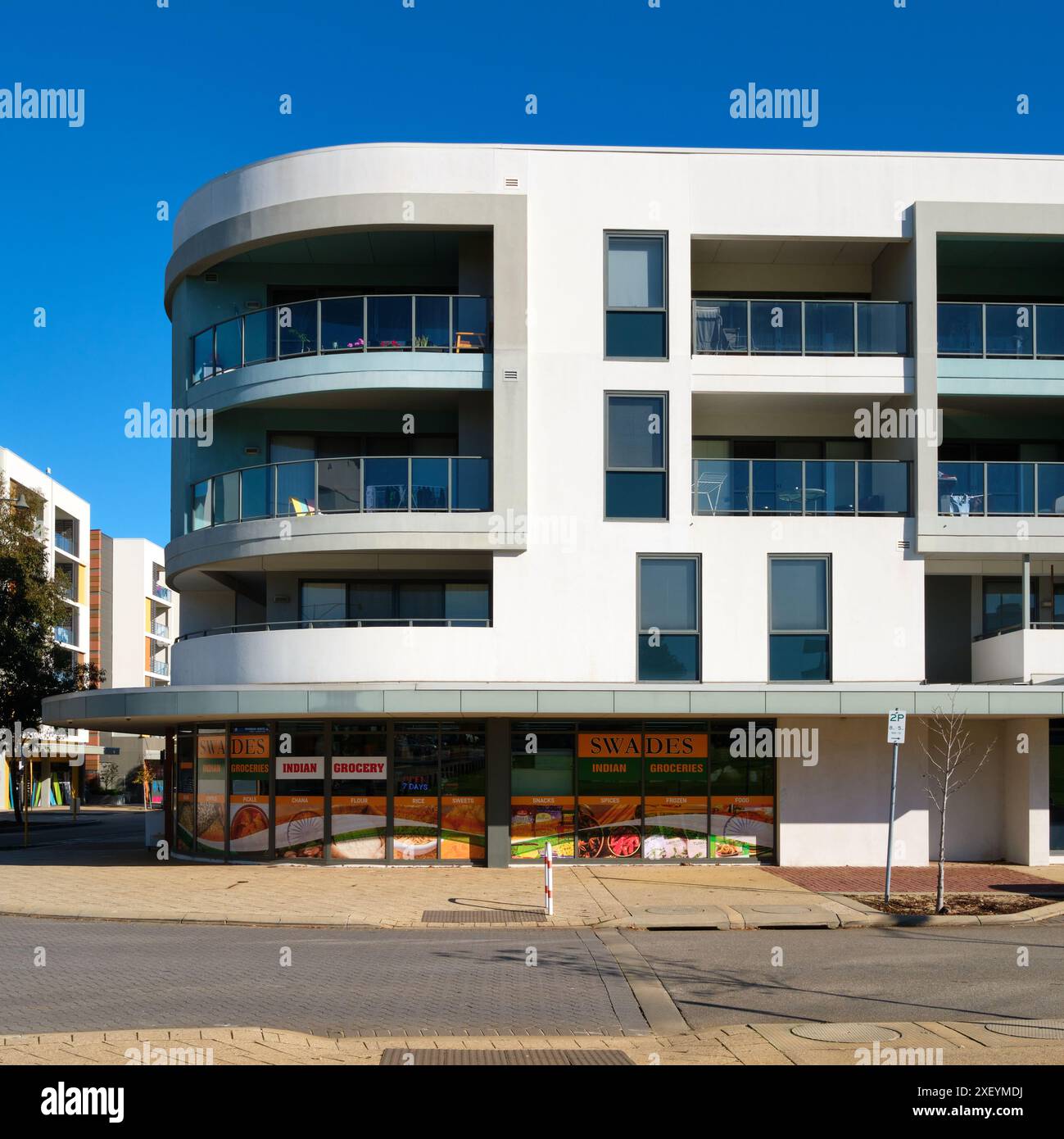 Modern mixed business and residential apartment buildings in the ...