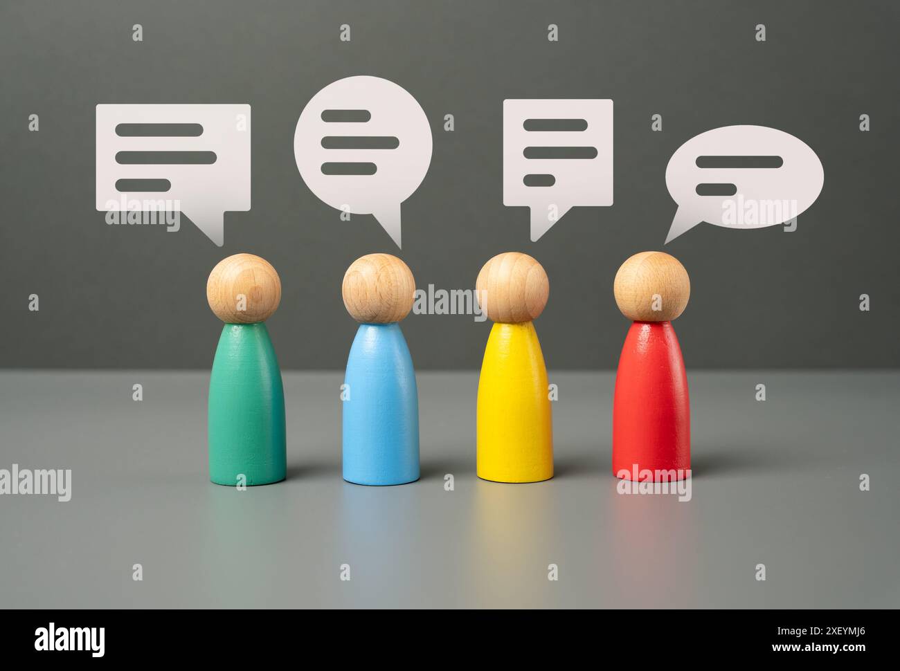 People communicate. Figures of people and speech bubbles. Unity and ...