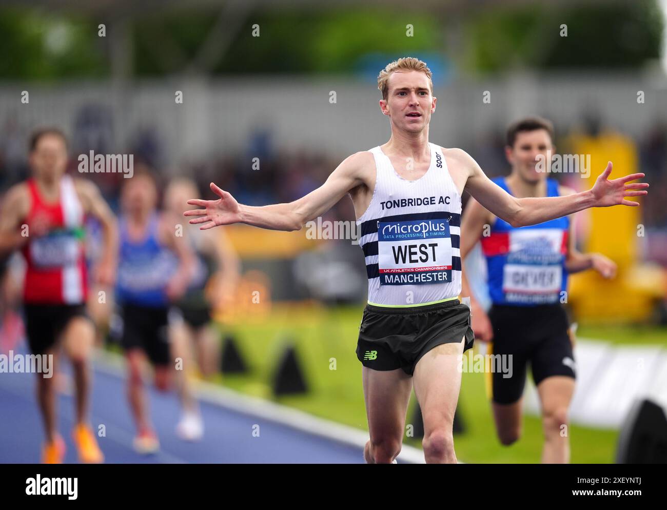 James West wins the Men's 5000m during day two of the Olympic Trials ...