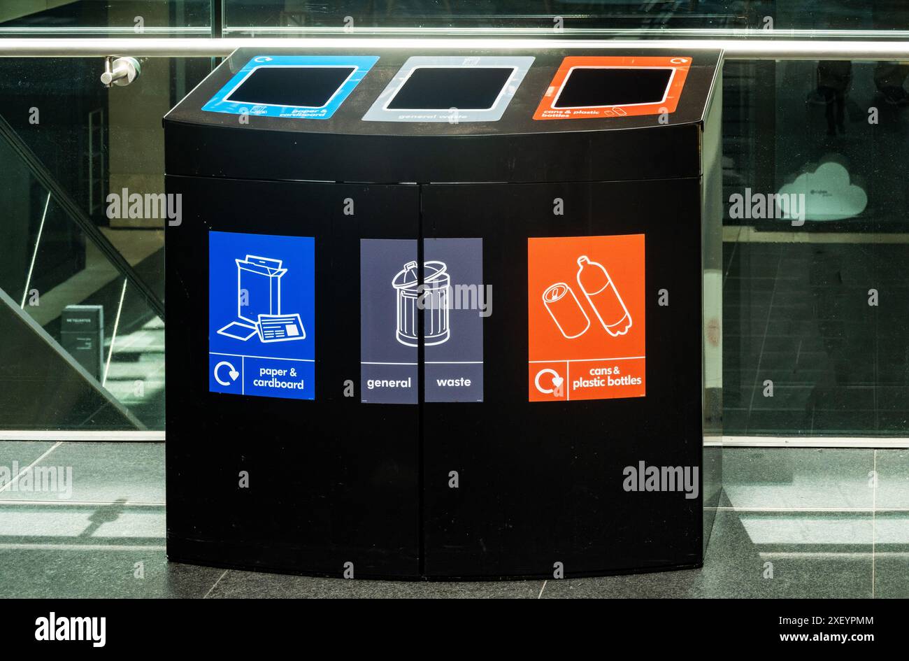 Selective trash bins in Metquarter Liverpool Stock Photo - Alamy