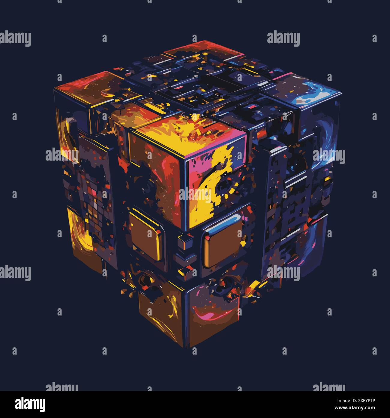 Cyberpunk grunge rubiks cube Stock Vector Image & Art - Alamy