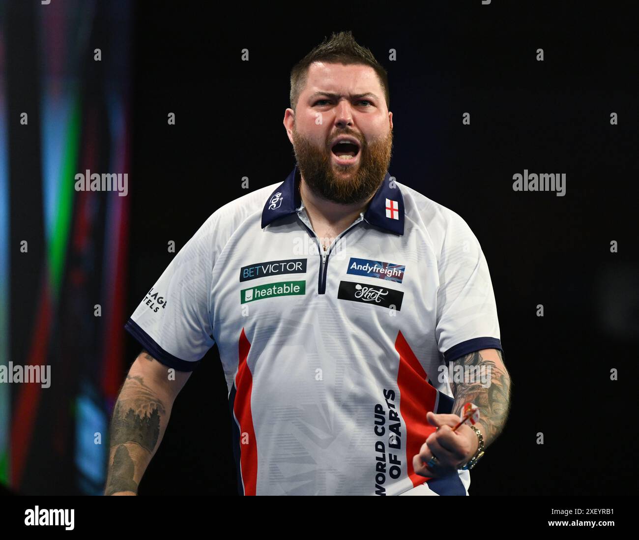 30 June 2024, Hesse, Frankfurt/Main: Darts: World Team Championship ...