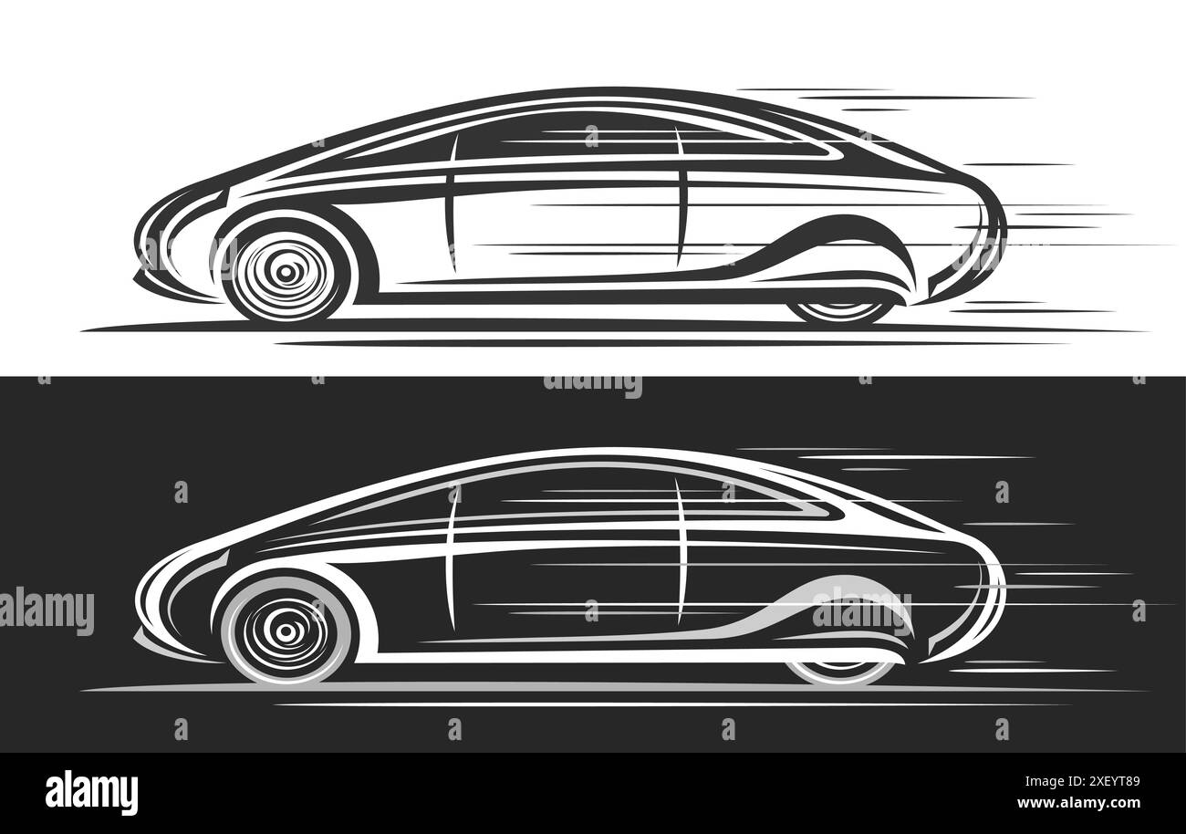 Vector logo for Futuristic Electric Car, automotive decorative banners ...