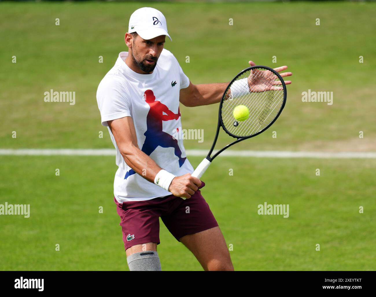 Novak Djokovic during a training session at the All England Lawn Tennis ...