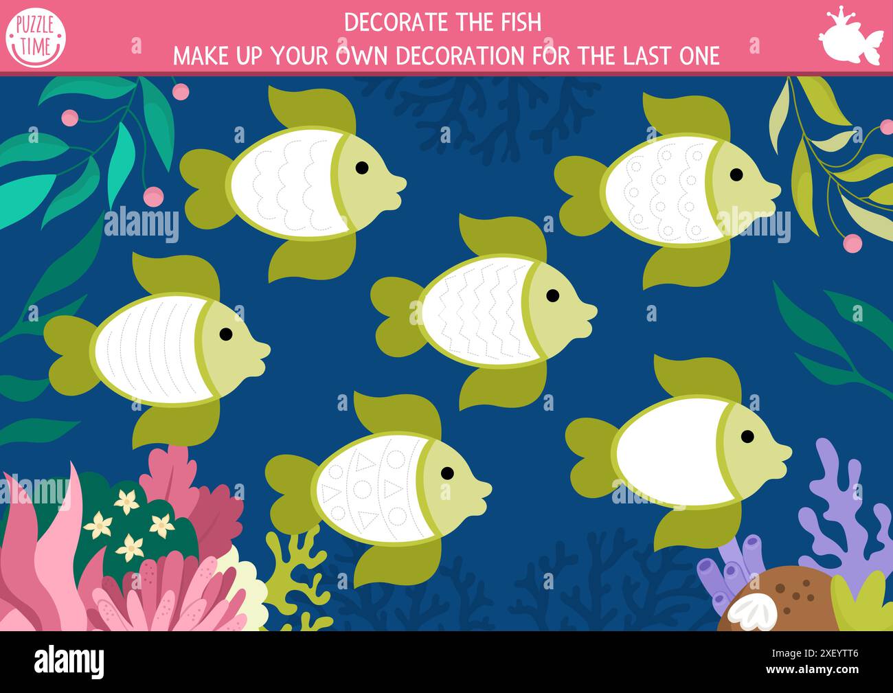 Mermaid drawing, writing, tracing, coloring activity for kids with sea ...