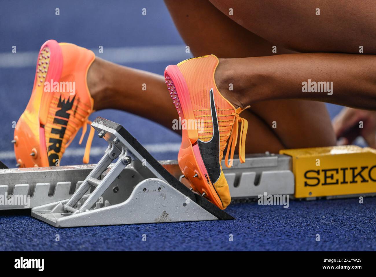 Lina Nielsen prepares for the 400m hurdles during the Microplus UK ...