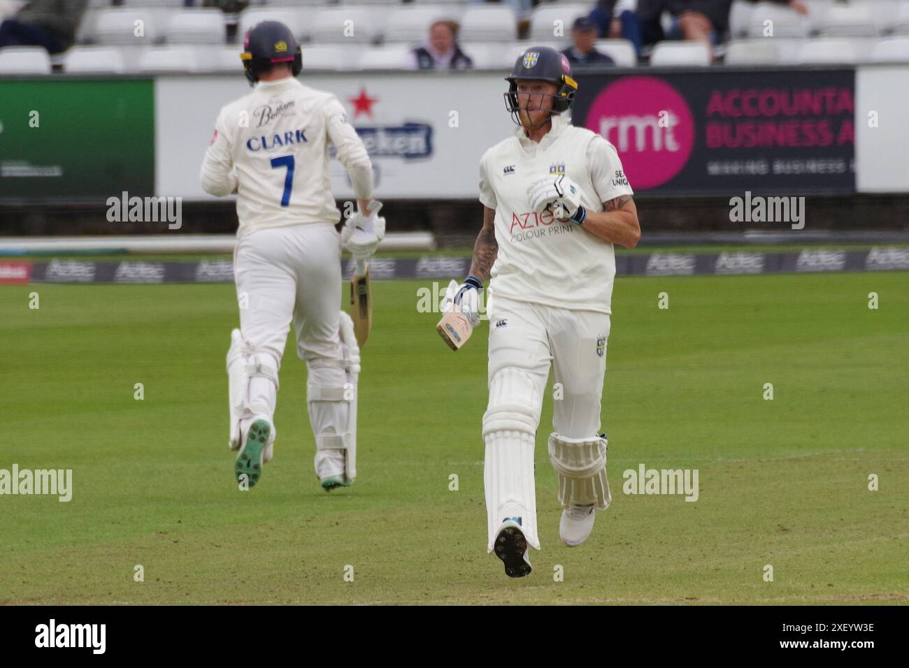 Chester le Street, 30 June 2024. Ben Stokes completing his half century ...