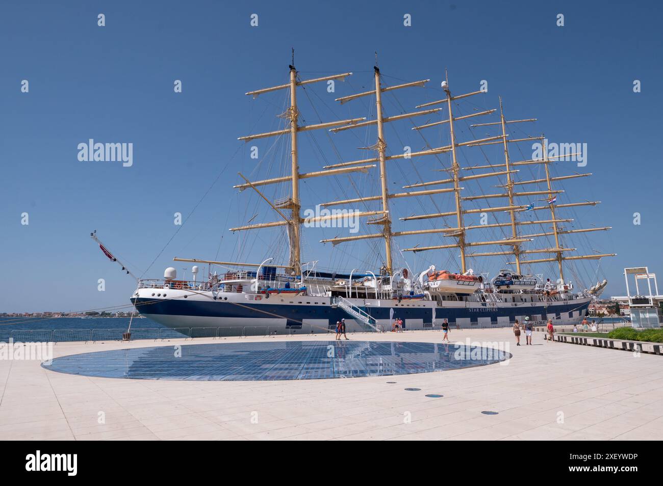 Cruise ship Star Clipper with his 112 meters anchored in front of Zadar ...