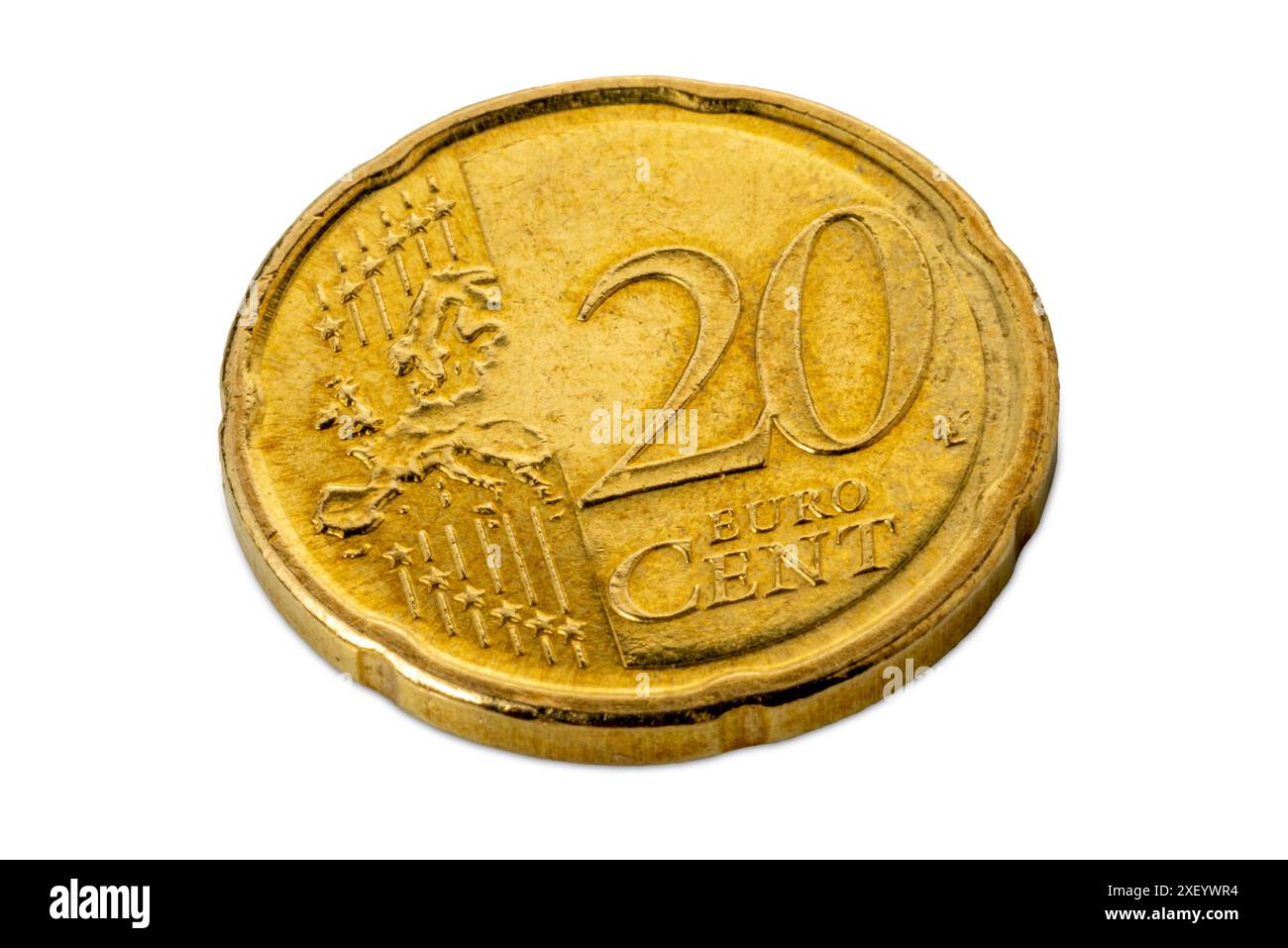 20 twenty euro cent coin isolated on white with clipping path included ...