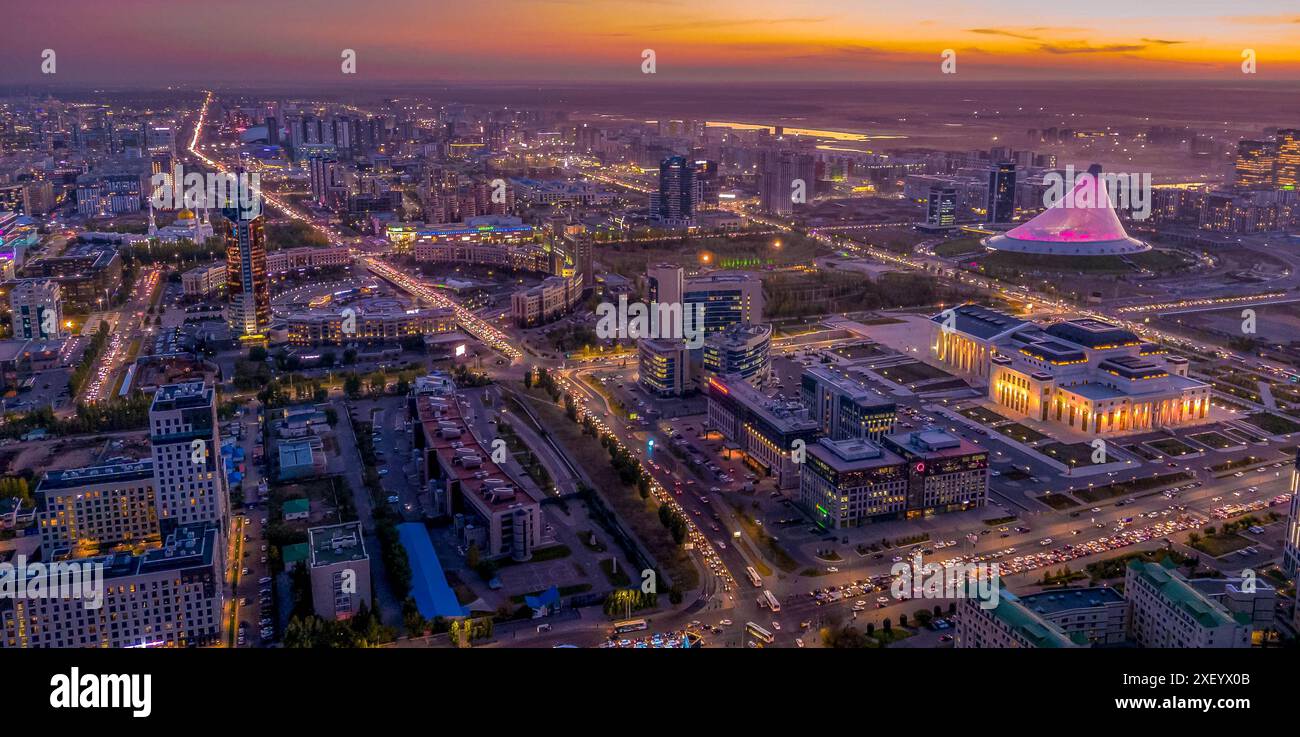 Panorama night city astana hi-res stock photography and images - Alamy
