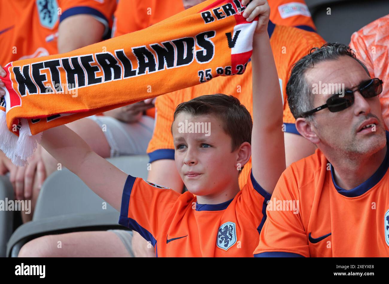 Berlin, Germany - June 25, 2024: Dutch supporters show their support ...