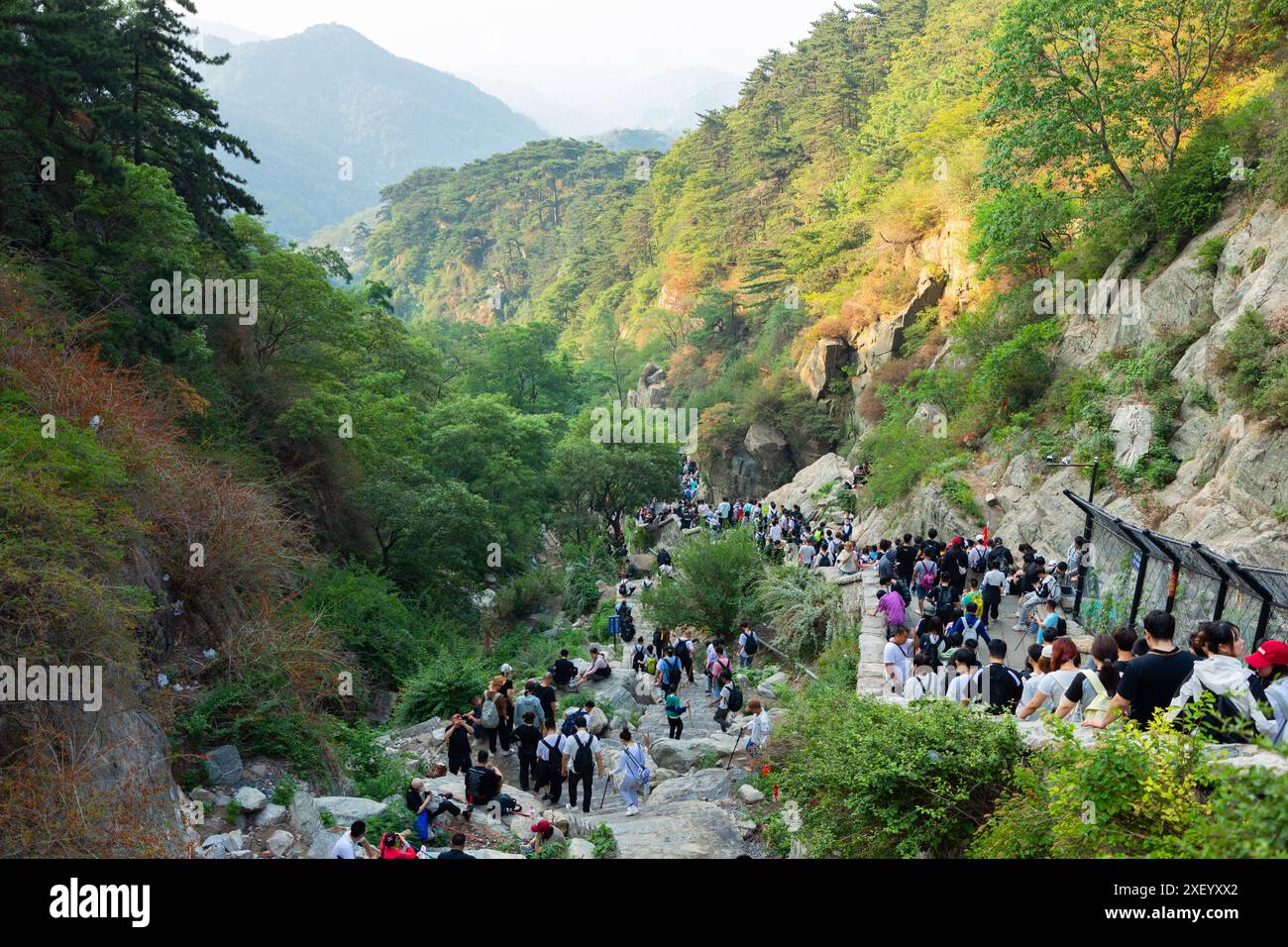 Tourists are visiting Mount Tai Scenic Spot in Tai'an, East China's ...