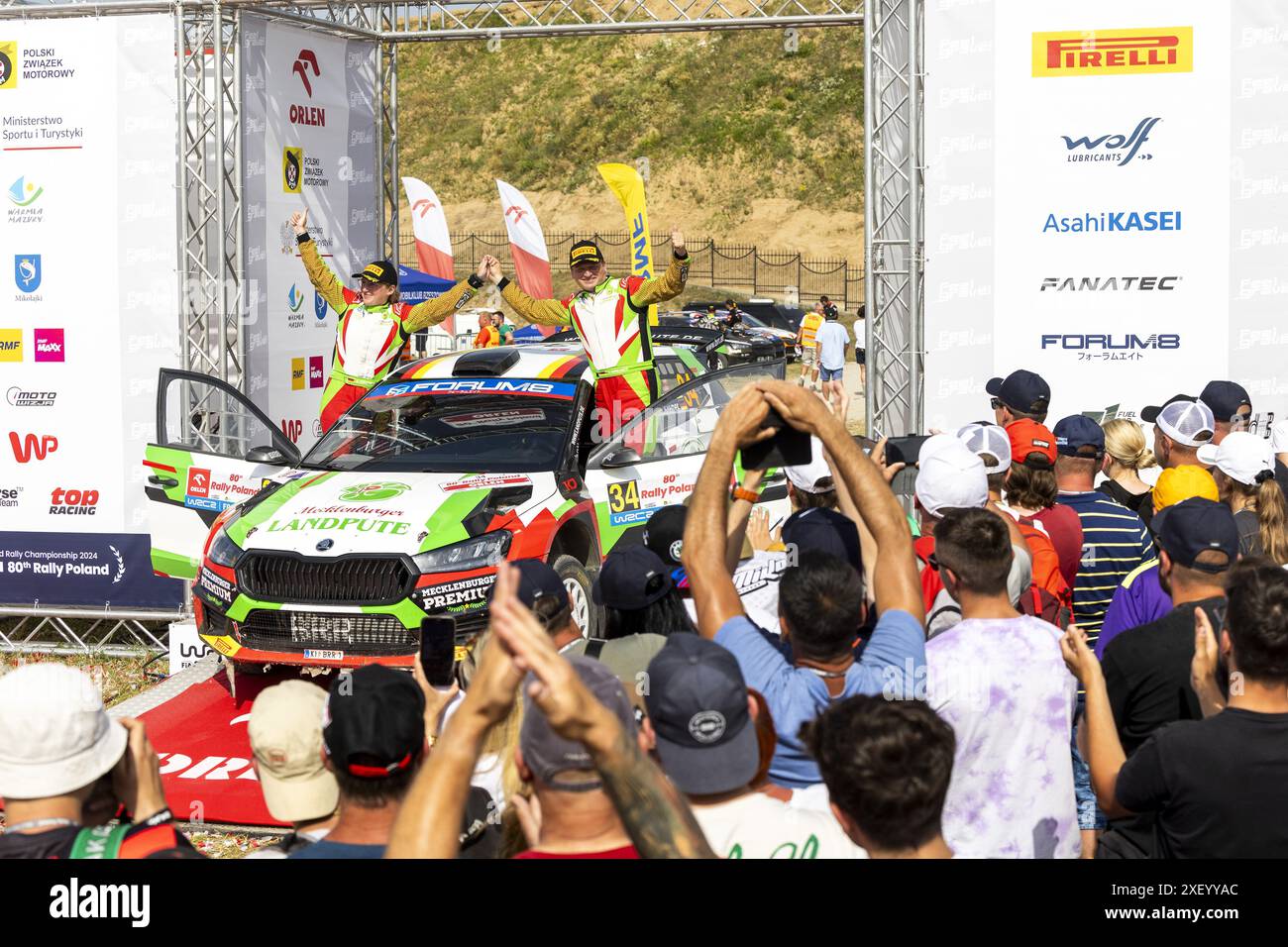 KREMER Armin, KREMER Ella, Skoda Fabia RS Rally2, podium, portrait ...