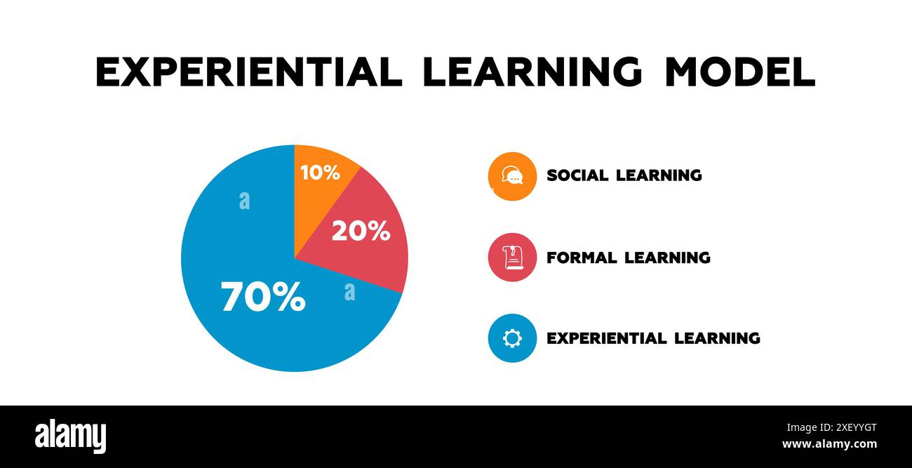 Experiential learning model. Pie chart with marketing development ...