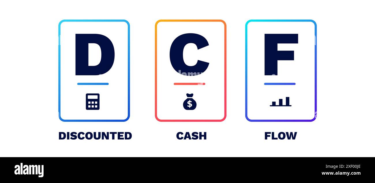 Discounted cash flow. Business infographics with marketing information ...