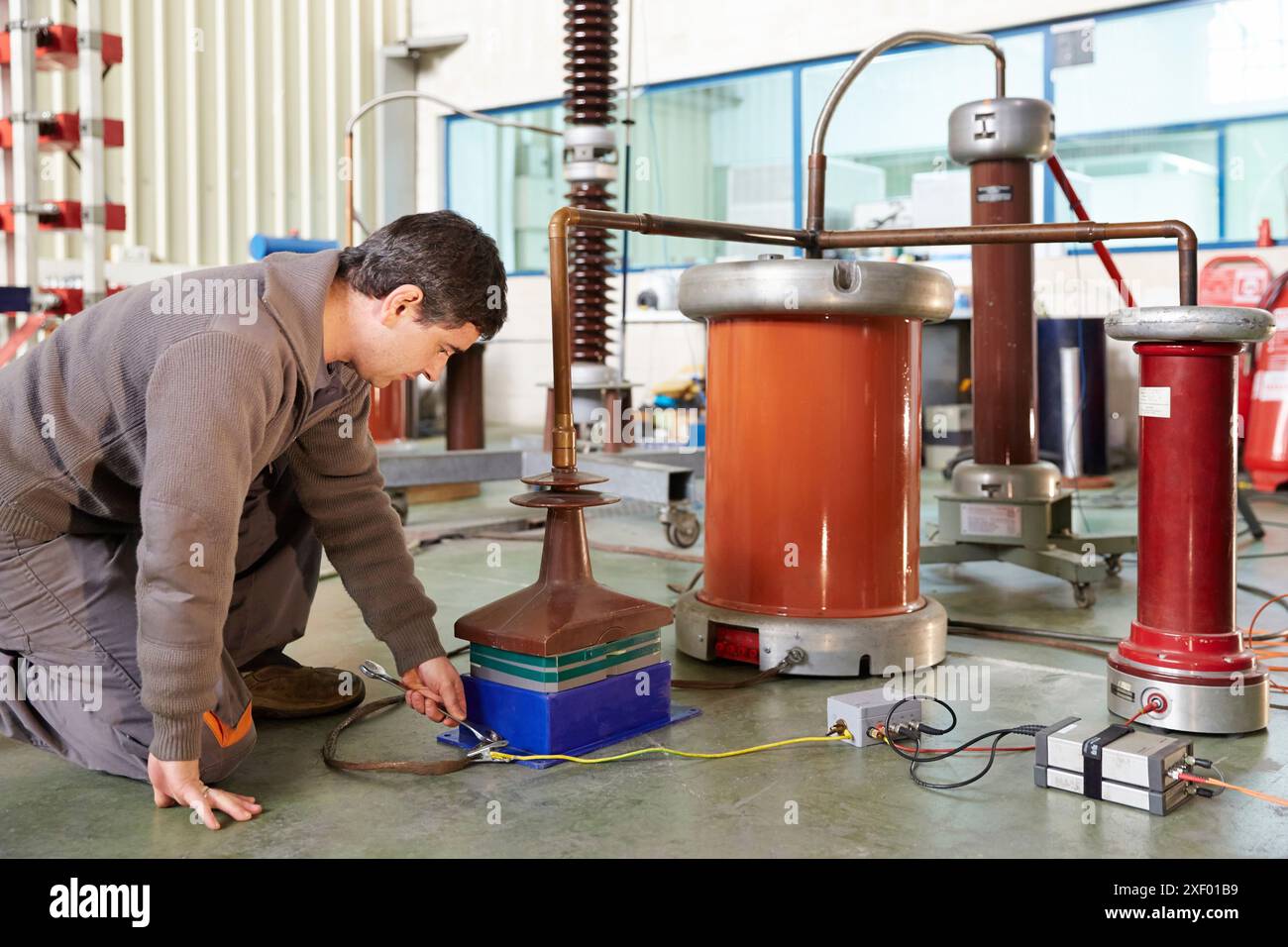 Shock test. Equipment boost with spark gap. High Voltage Electric ...