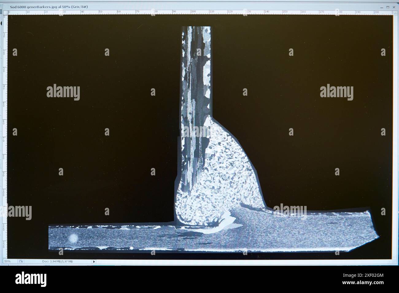 Welding detail. Optical microscopy. Characterization, test and analyze ...