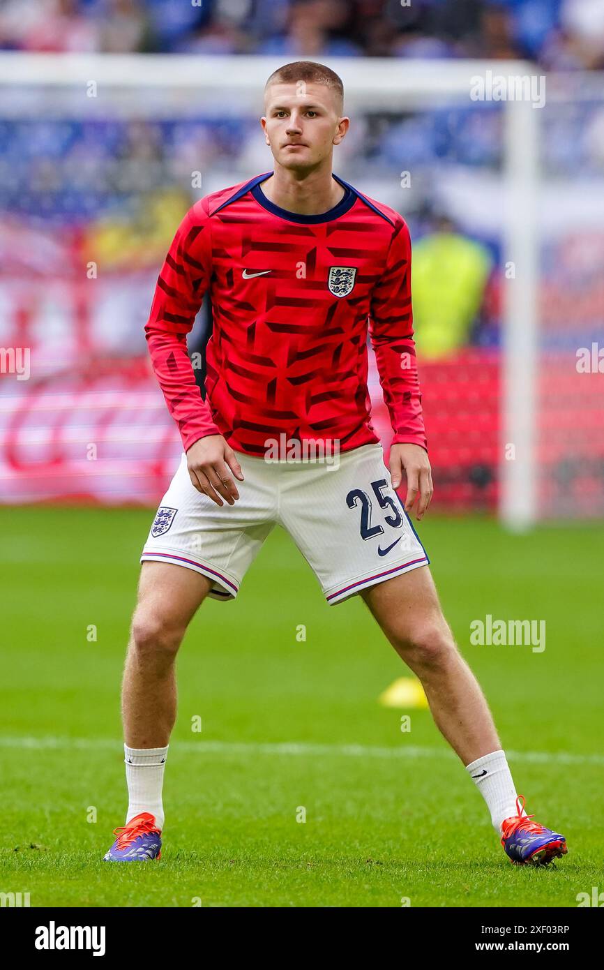 GELSENKIRCHEN, GERMANY - JUNE 30: Adam Wharton of England warms up ...
