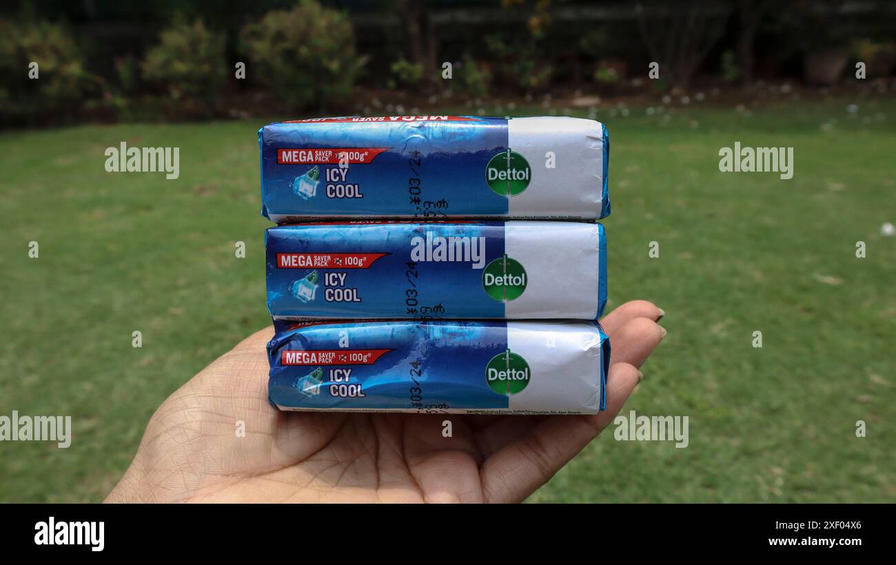 Dettol icy cool bathing soap in blue color pack sold on 22, june, 2024 ...