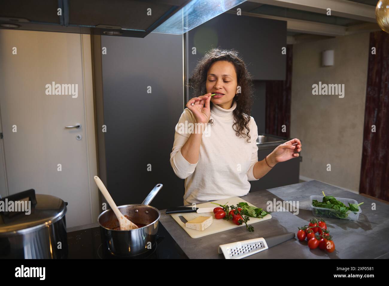 Cooker putting cheese bowl hi-res stock photography and images - Alamy