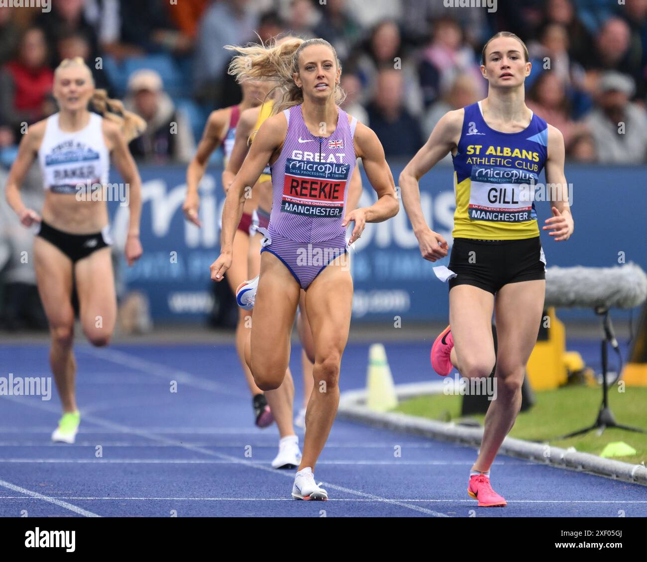 Manchester, UK. 30th June, 2024. Jemma Reekie leads the 800m during the ...