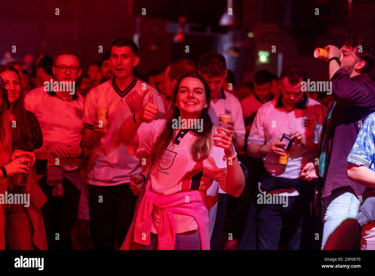 England fans at the Diecast, Manchester, during a screening of the UEFA ...