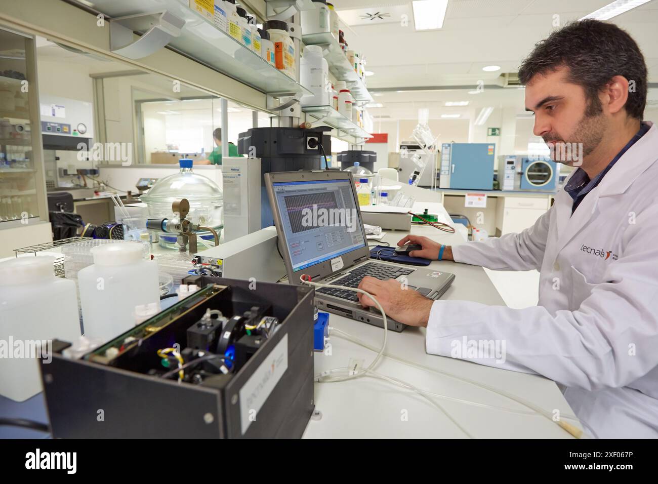 Researcher testing, Immune sensor based on fluorescence polarization ...
