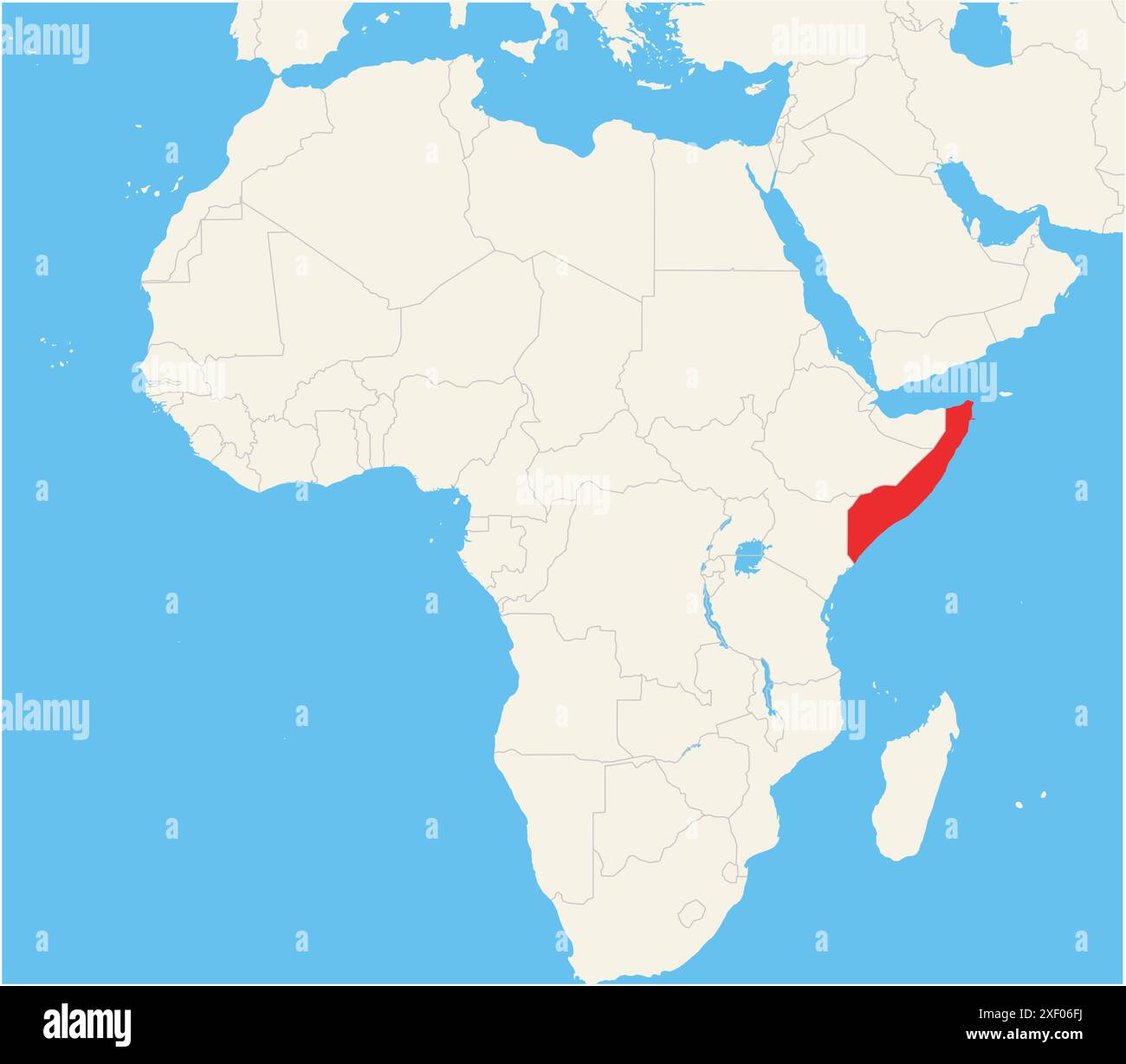 Locator map showing the location of the country Somalia in Africa. The ...