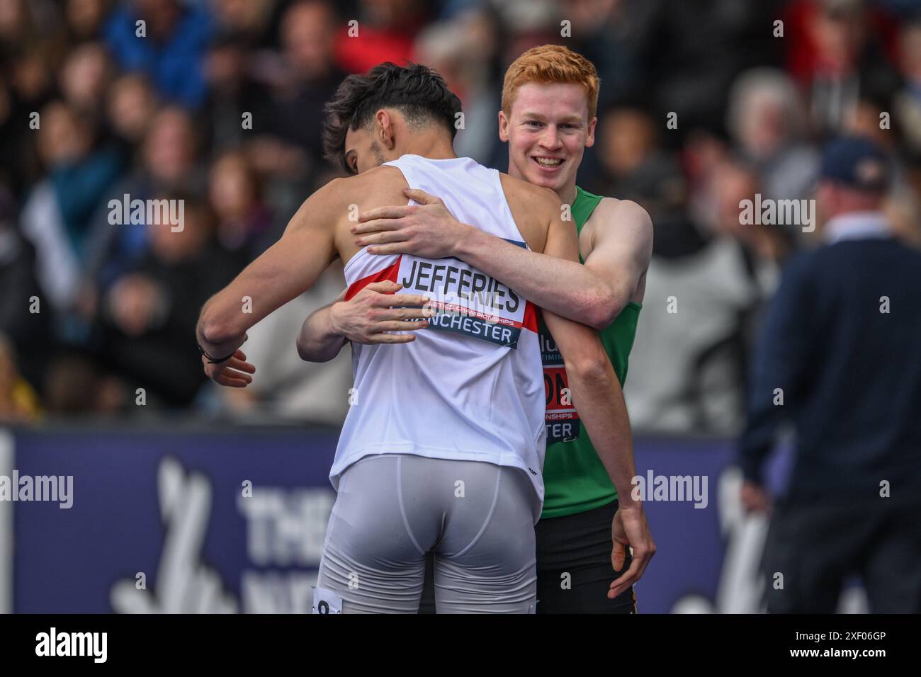 Charlie Dobson celebrates as he wins the mens 400m final and gets a ...