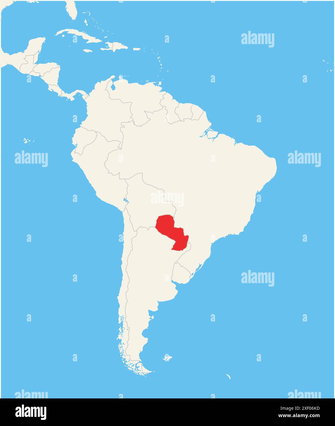 Locator map showing the location of the country Paraguay in South ...
