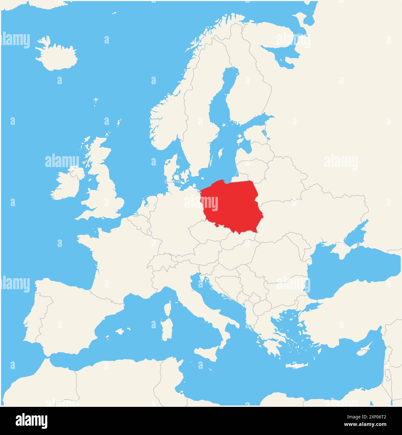 Locator map showing the location of the country Poland in Europe. The ...