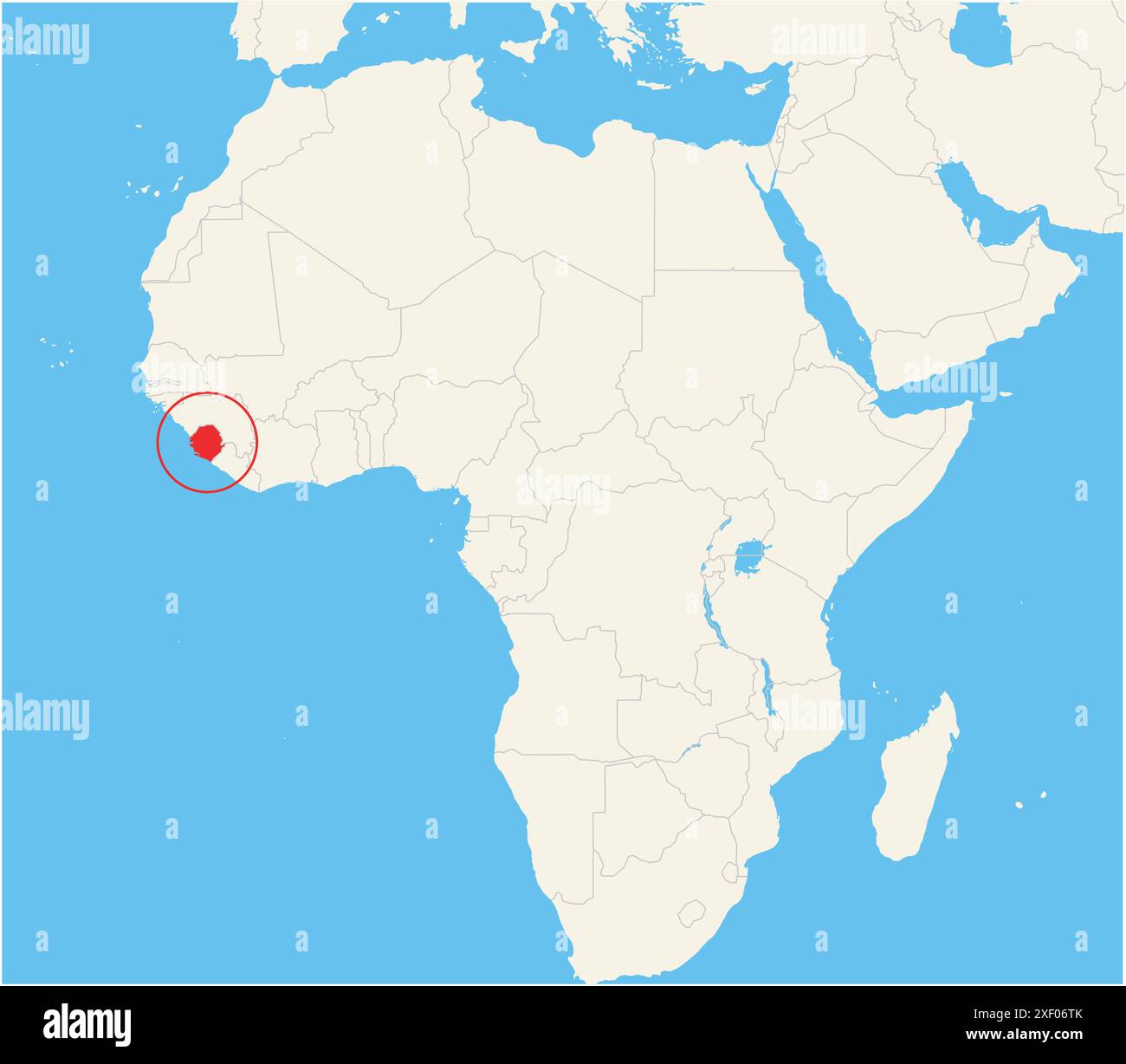 Locator map showing the location of the country Sierra Leone in Africa ...